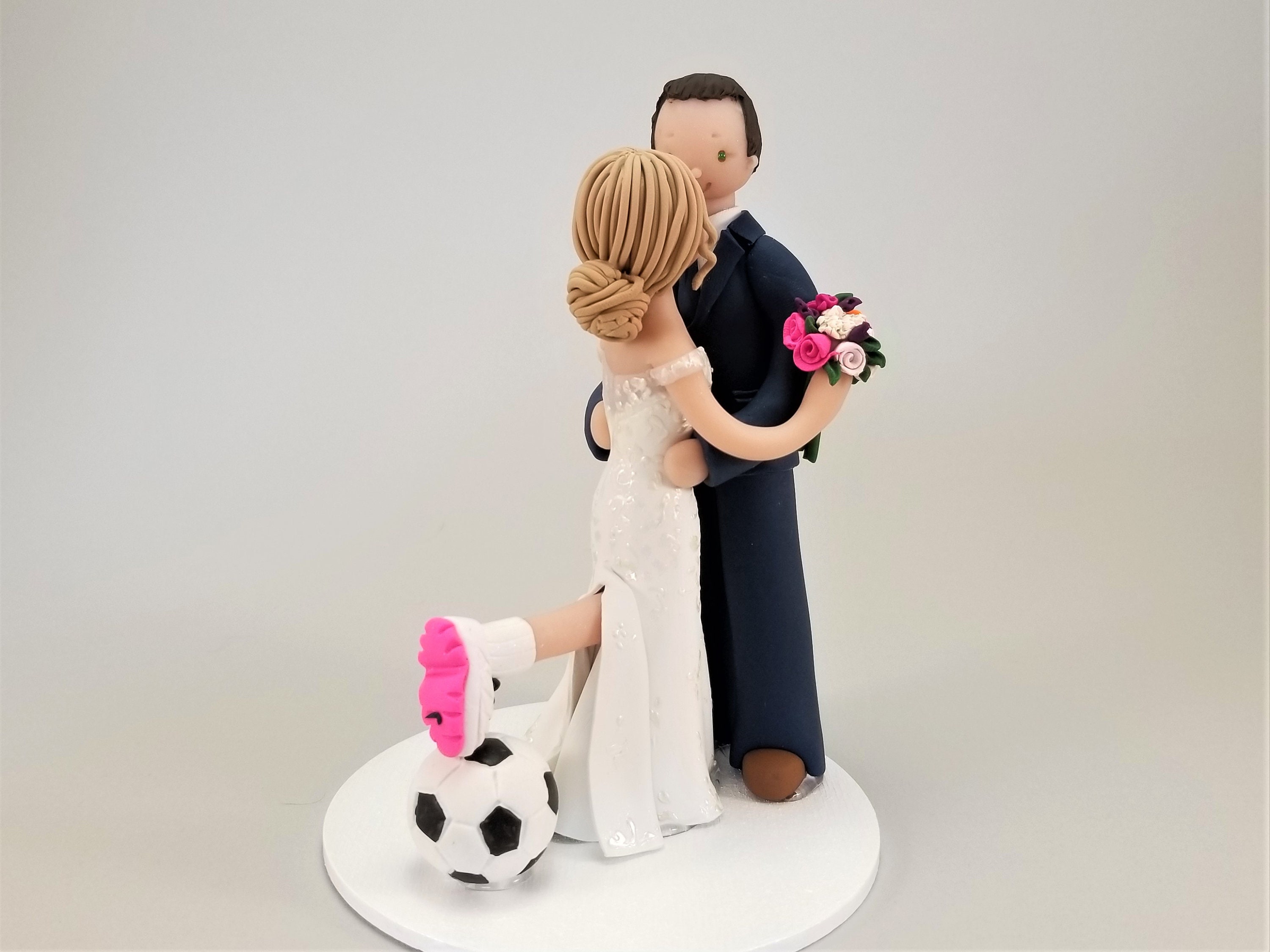Bride & Groom Customized Soccer Theme Wedding Cake Topper by MUDCARDS ...