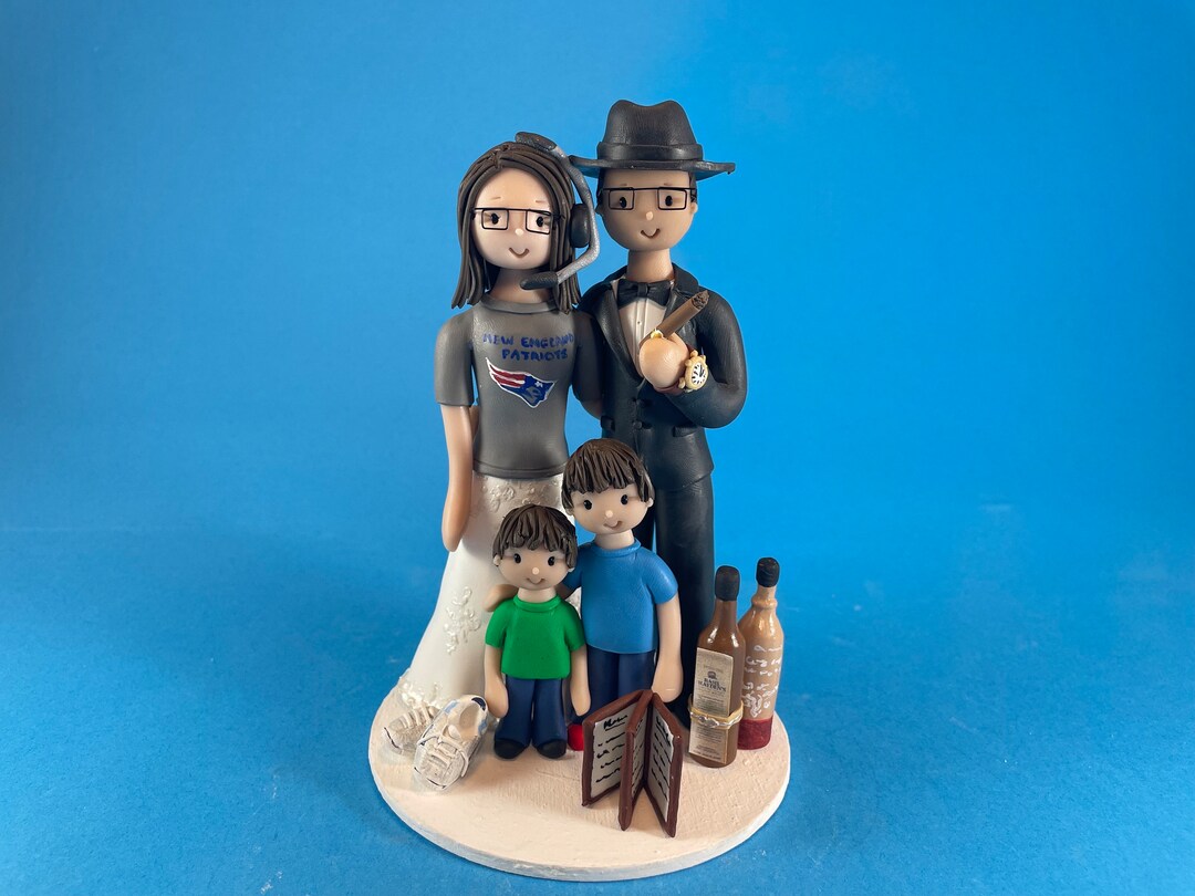 Family Cake Topper, Custom Family Clay Portrait, Handmade Bride and ...