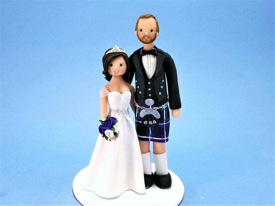 Bride & Groom Custom Made Scottish Wedding Cake Topper by | Etsy