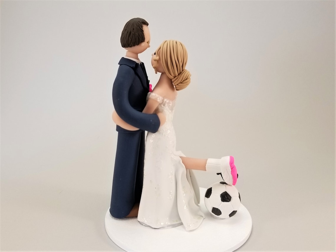 Bride & Groom Customized Soccer Theme Wedding Cake Topper by MUDCARDS ...