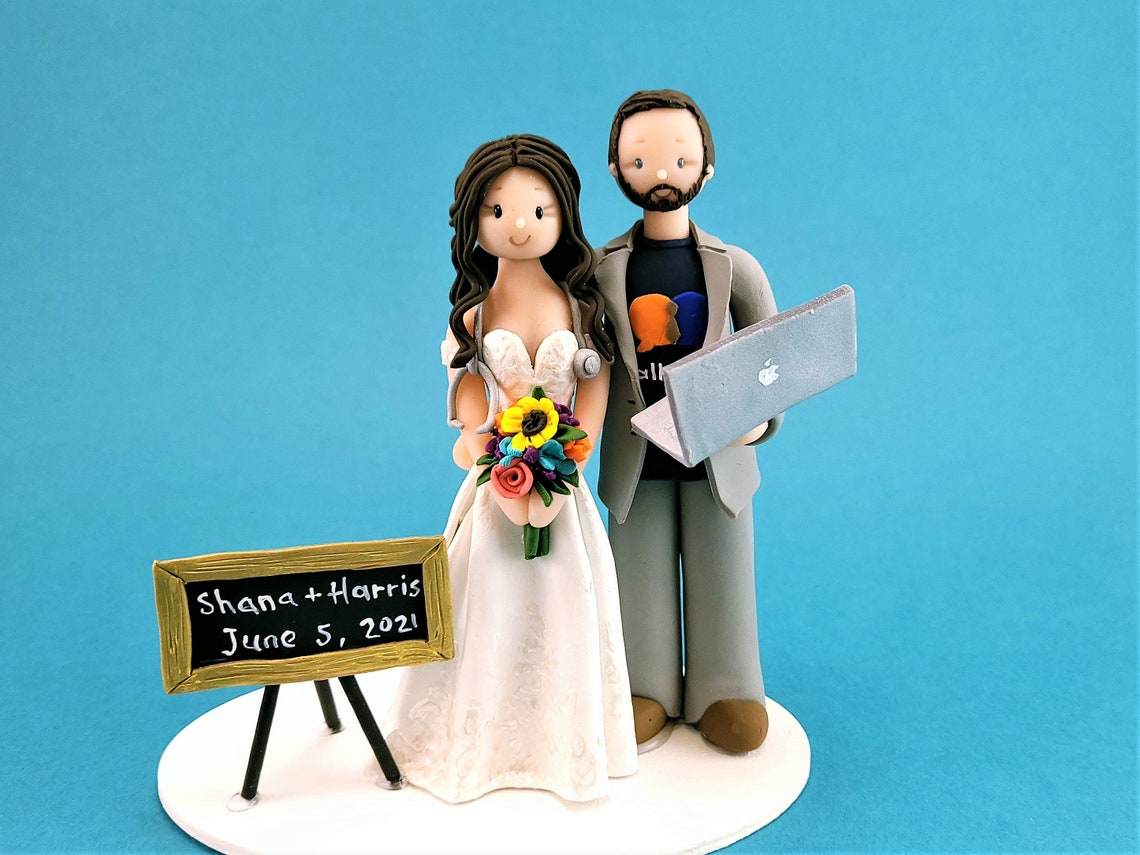 Doctor & Computer Engineer Customized Wedding Cake Topper by - Etsy