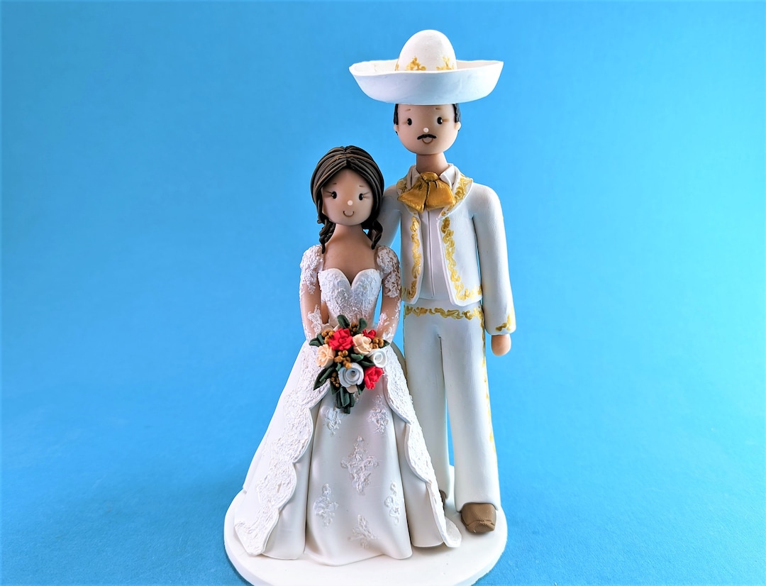Bride & Groom Customized Mariachi Wedding Cake Topper - by MUDCARDS - Etsy