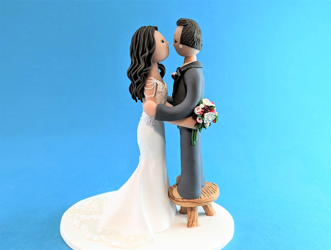 Tall Bride & Short Groom Custom Handmade Wedding Cake Topper - by ...