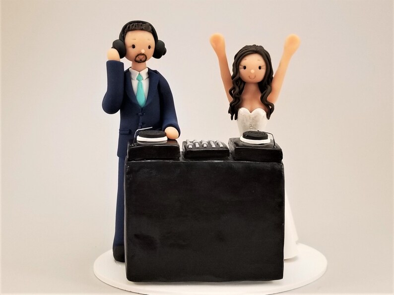 DJ Theme Wedding Cake Topper Customized by Mudcards | Etsy