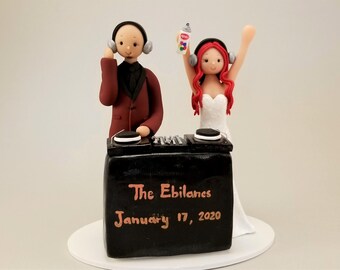 Wedding-karaoke-singer-cake Topper-musician-music-bride-groom ...