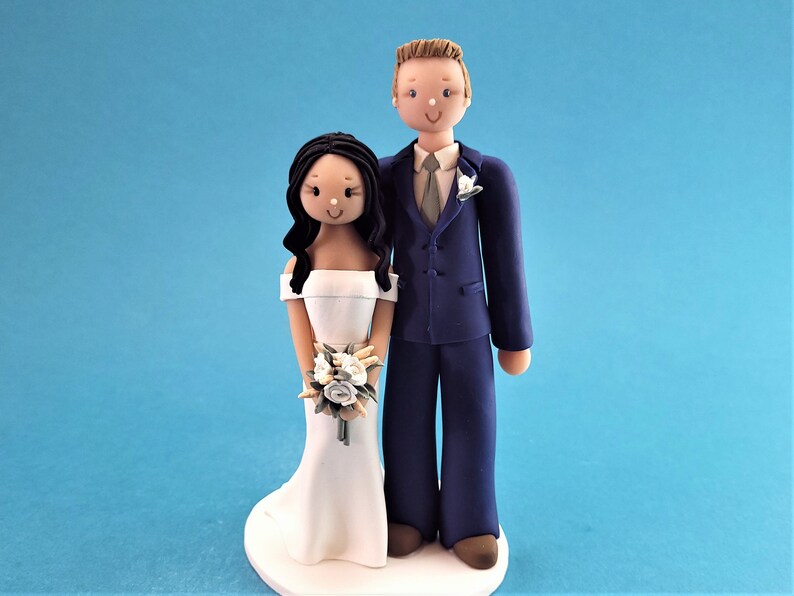 Bride & Groom Traditional Wedding Cake Topper Custom Made by - Etsy