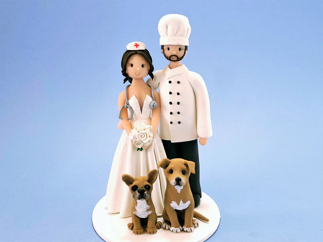 Nurse & Chef With Dogs Personalized Wedding Cake Topper by - Etsy