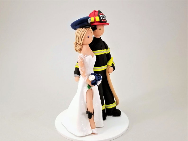 Police Woman & Fireman Customized Wedding Cake Topper by | Etsy