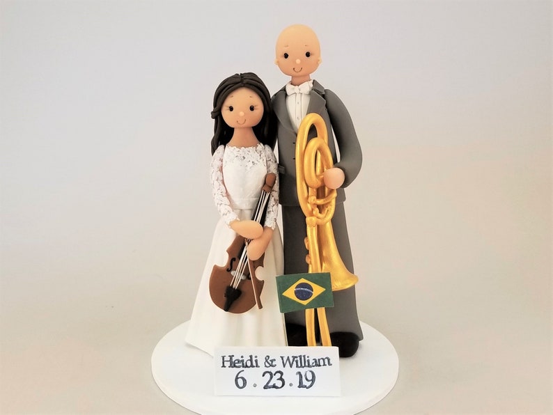 Bride & Groom With a Violin and Trombone Wedding Cake Topper - Etsy