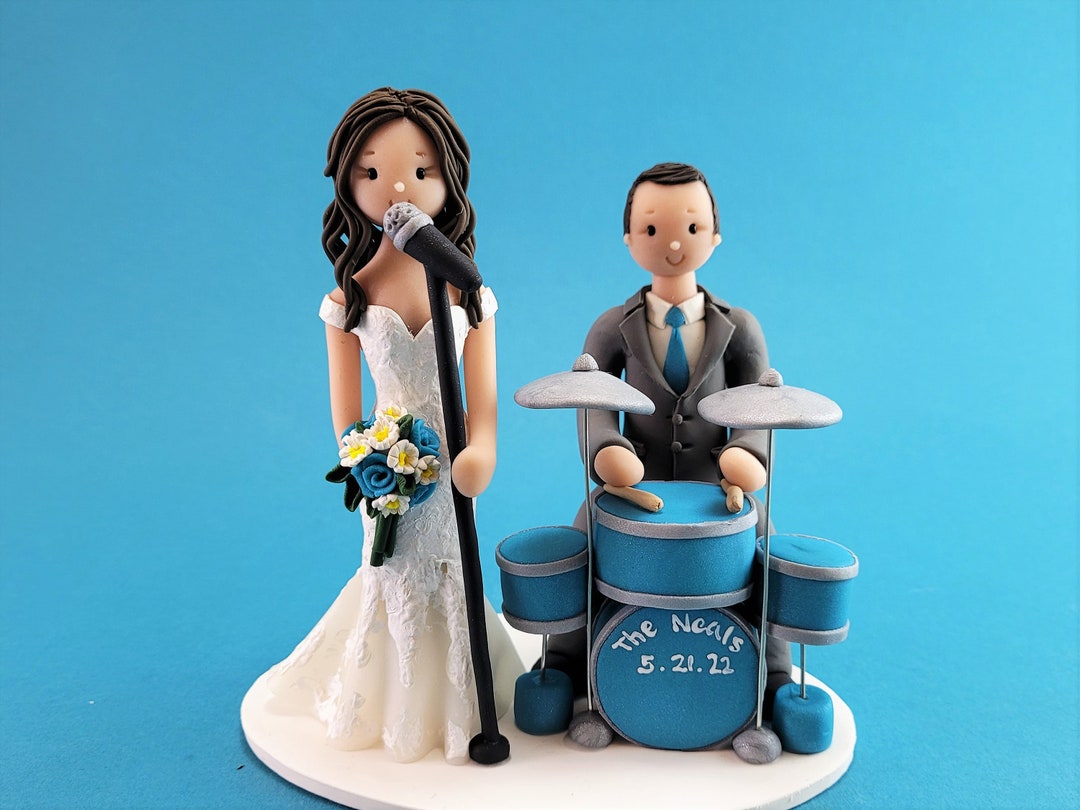 Singer & Drummer Personalized Bride and Groom Wedding Cake - Etsy