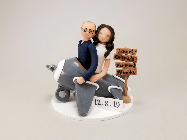 Bride & Groom in an Airplane Personalized Wedding Cake Topper by ...