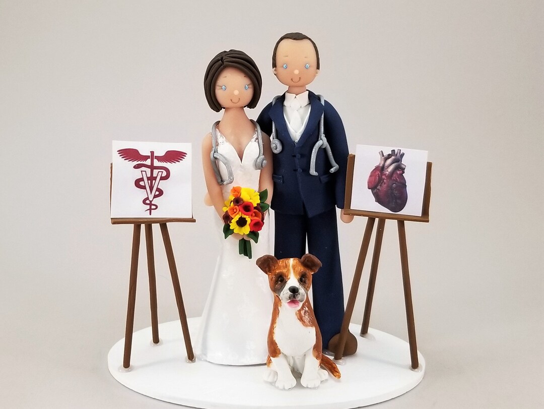 Cardiologist & Veterinarian Wedding Cake Topper Customized by Mudcards ...