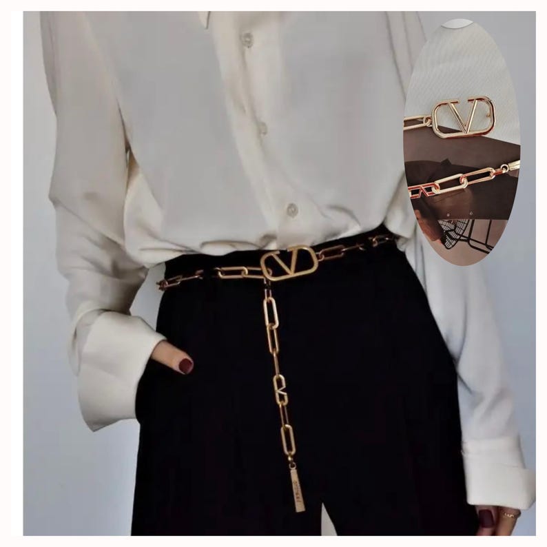 Belt, Luxury Metal Chain Belt for Women, Trendy Pendant Waist Chain ...