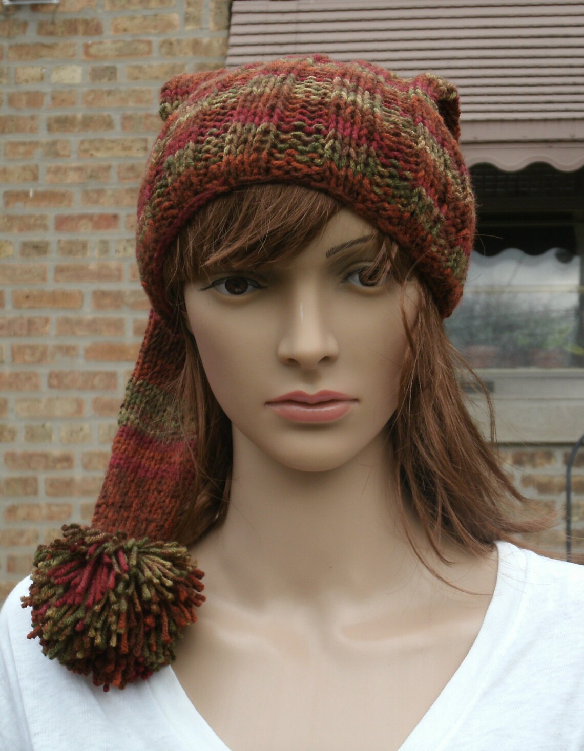 Hand Knit Striped Stocking Cap Mommy and Me Knit Hat Santa | Etsy