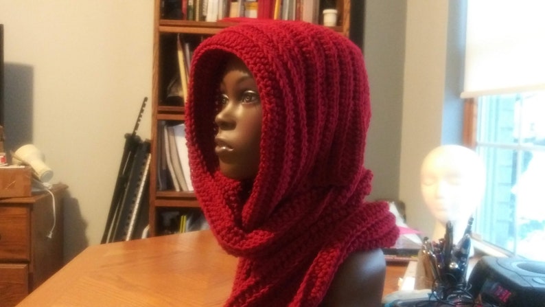 Hooded Scarf Red Scarf Hooded Cowl Scarf With Hood Womens - Etsy