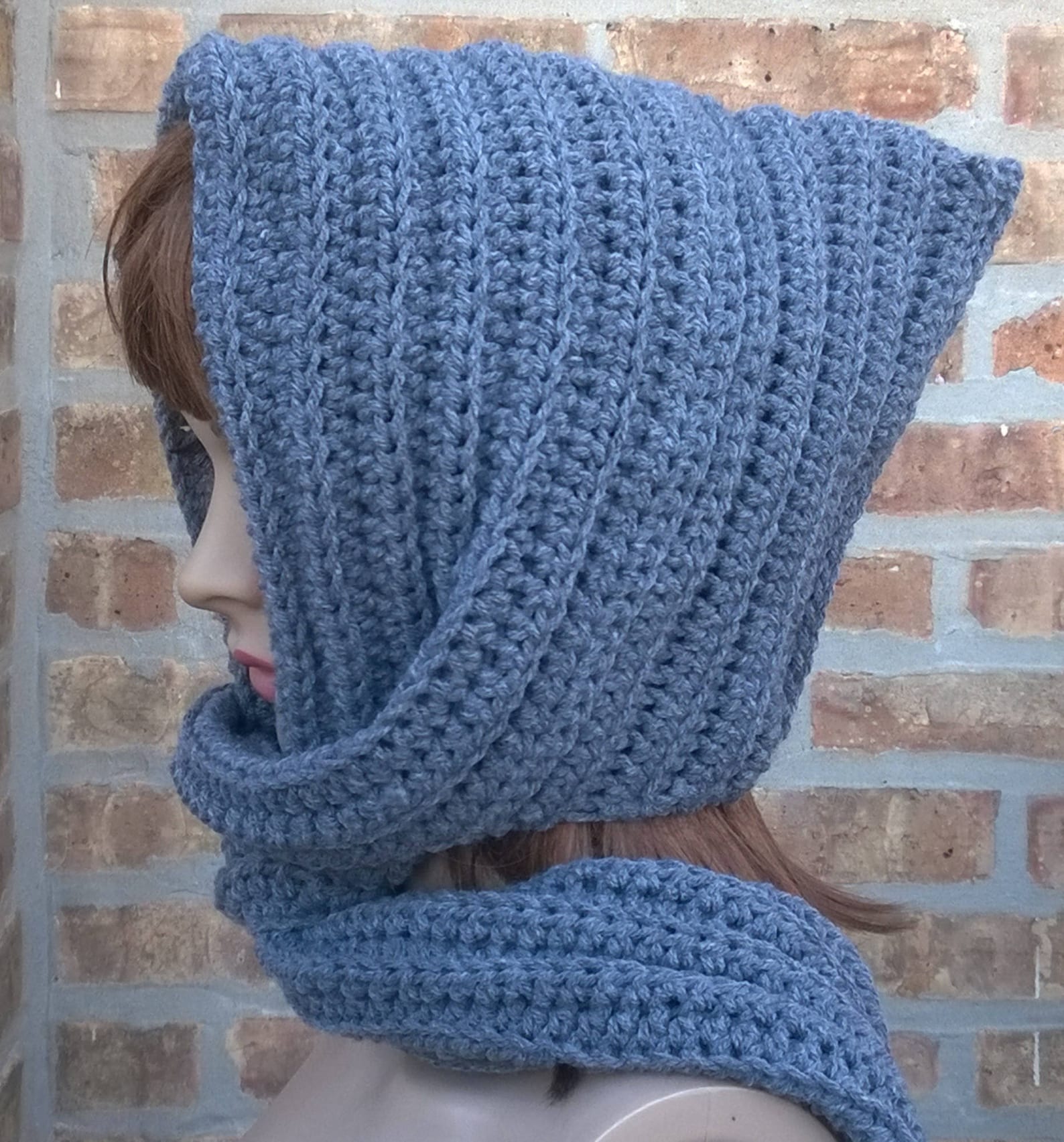 Hooded Scarf Hooded Cowl Gray Scarf Scarf With Hood - Etsy