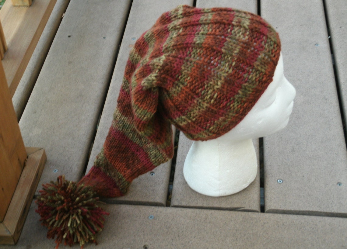 Hand Knit Striped Stocking Cap Mommy and Me Knit Hat Santa | Etsy