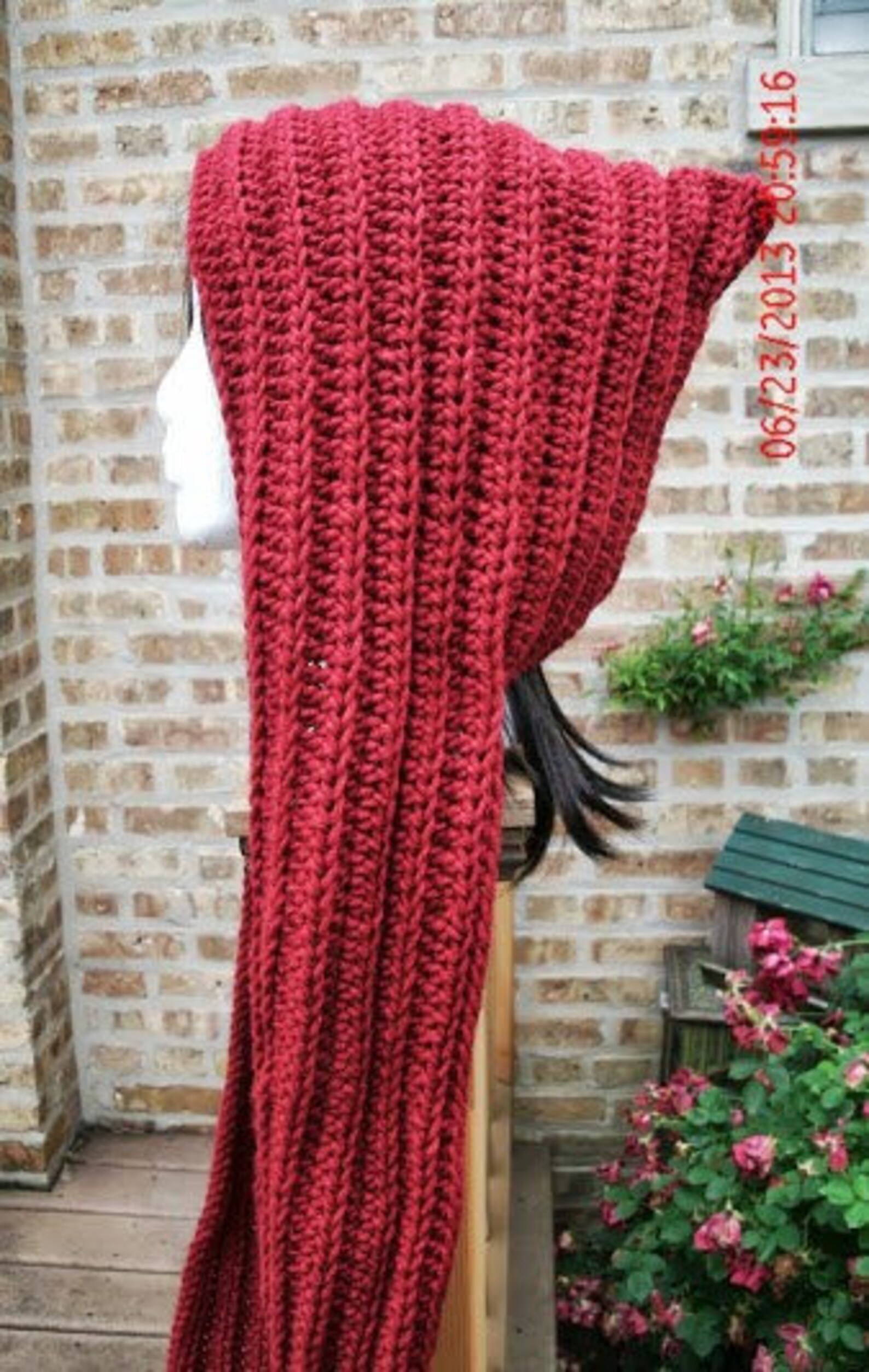 Hooded Scarf Red Scarf Hooded Cowl Scarf With Hood Womens - Etsy