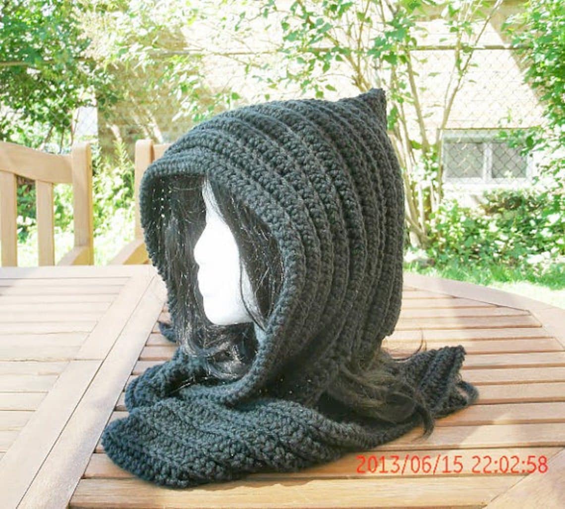Hooded Scarf Black Scarf Hooded Cowl Scarf With Hood - Etsy