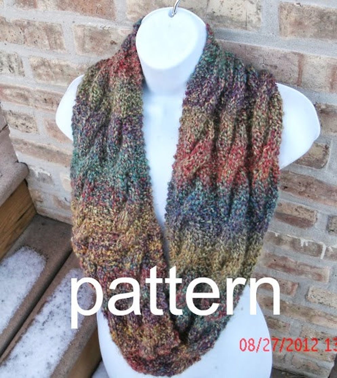 Knit Pattern INSTANT DOWNLOAD Infinity Cable Scarf by Designbcb PDF ...