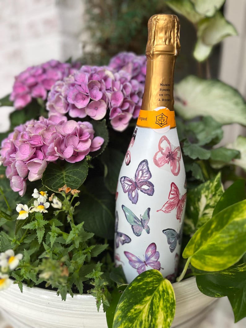 Hand Painted Custom Floral Champ Bottle - Etsy