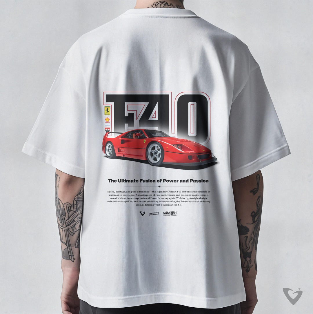 Ferrari F40 Car T-shirt - Original Art Poster Type Design for Birthday ...