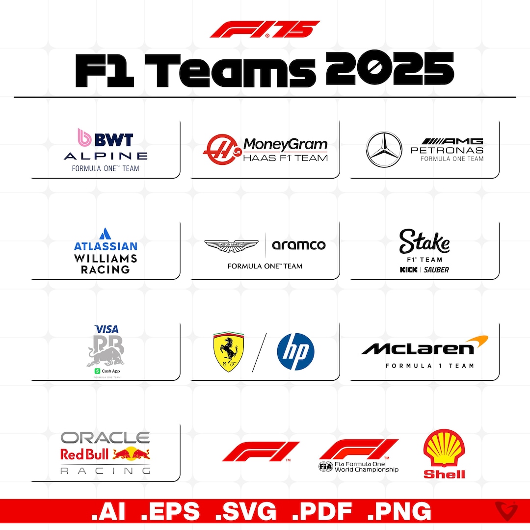 2025 F1 Formula 1 Team Logo Instant Digital Download - Ai, Eps, Pdf ...