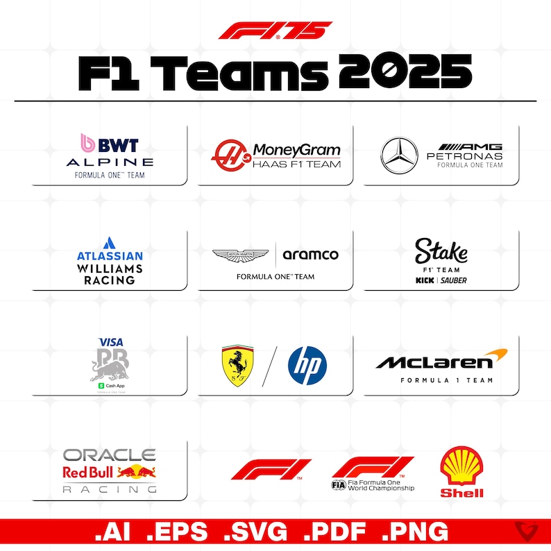 2025 F1 Formula 1 Team Logo Instant Digital Download - Ai, Eps, Pdf ...