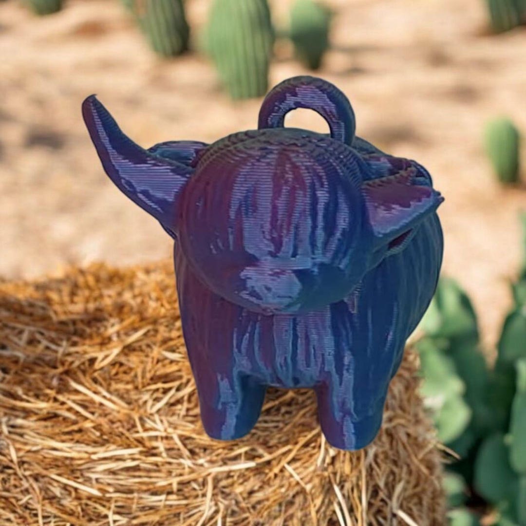 3D Printed Highland Cow With Loop - Etsy