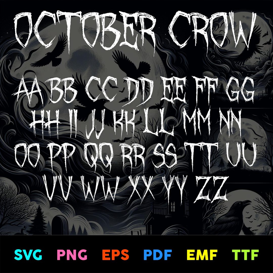 October Crow Halloween Font - Spooky Text Generator for Cricut, Canva ...