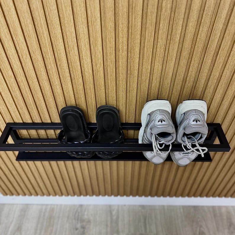 Wall Mounted Metal Shoe Rack, Unique Open Floating Shoe Shelves ...