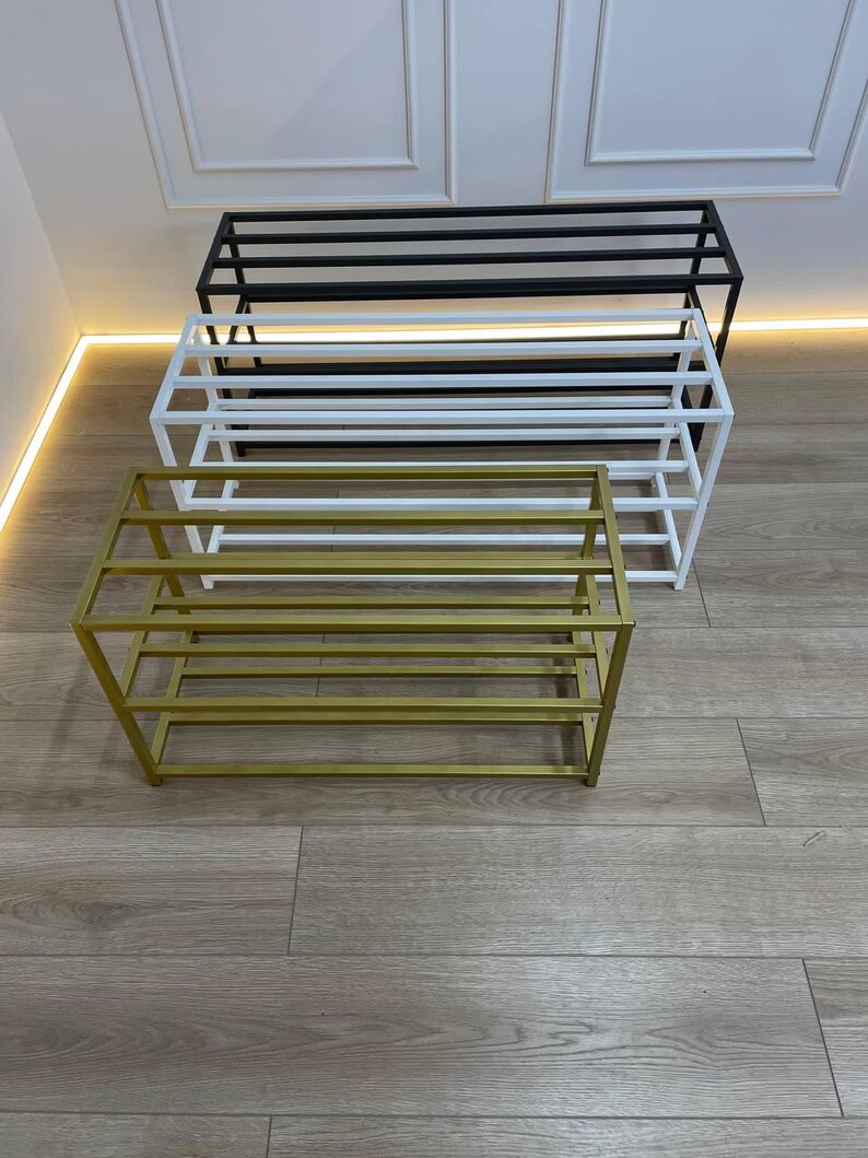 Modern Gold Metal Shoe Rack, Minimal Room Renovation Shoe Rack, Hallway ...