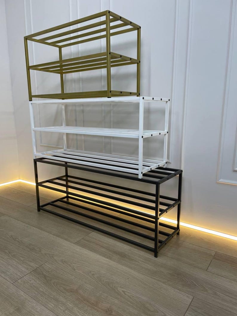 Modern Gold Metal Shoe Rack, Minimal Room Renovation Shoe Rack, Hallway ...