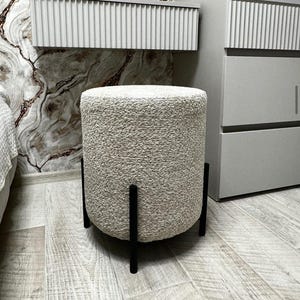 Round Pouf Stool, Bedroom Pouf, Footstool Ottoman, Tufted Stool, Piano ...