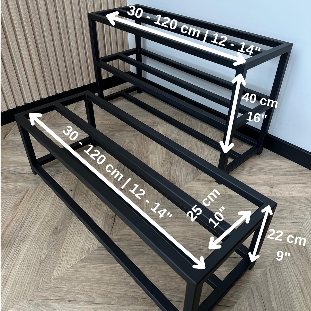 Modern Black Metal Shoe Rack Entryway Organizer for Shoes and ...