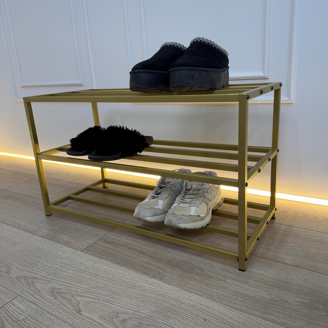 Gold Unassembled Metal Shoe Rack, Minimalist Breathable Shoe Rack ...