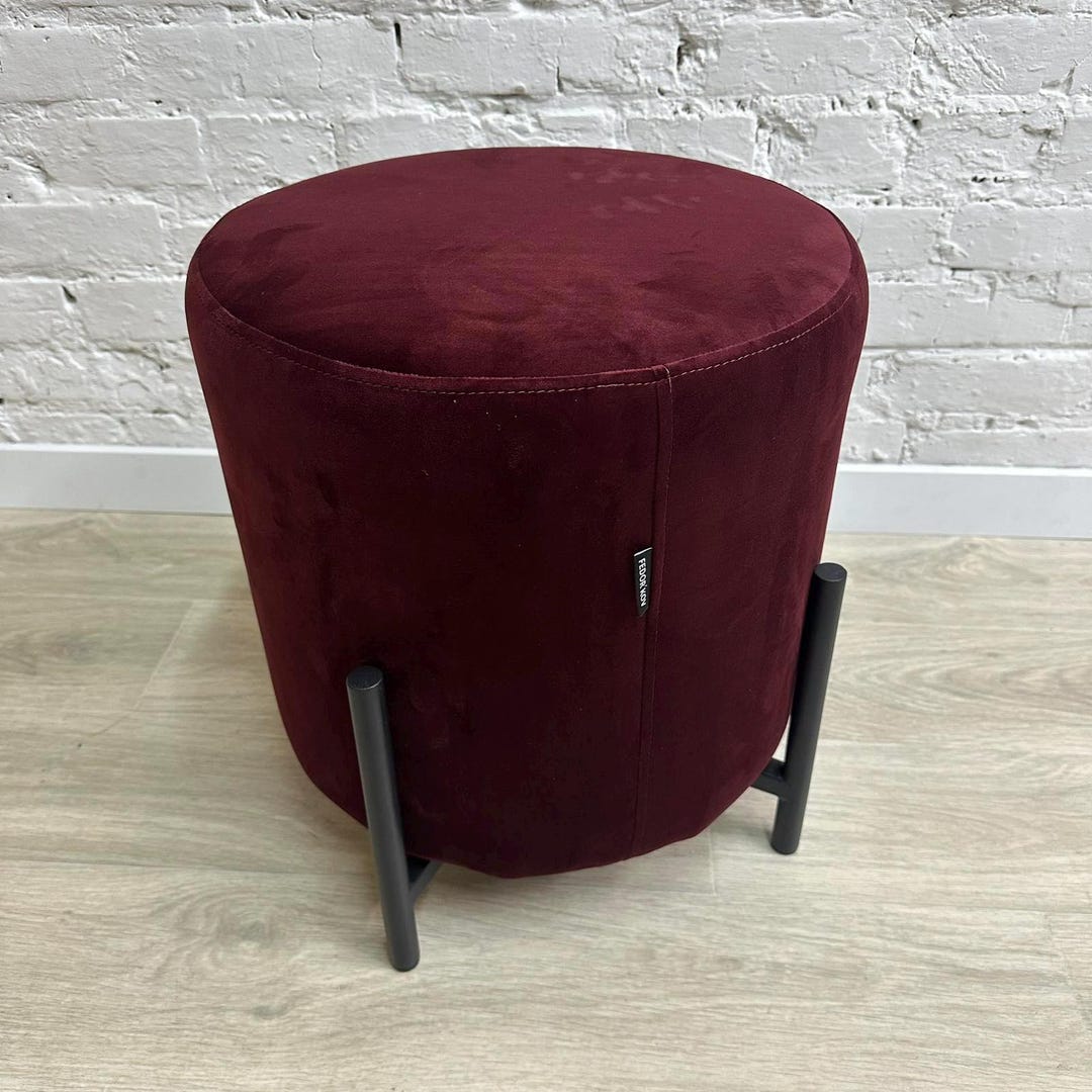 Round Pouf Stool, Bedroom Pouf, Footstool Ottoman, Tufted Stool, Piano ...