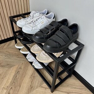 Modern Black Metal Shoe Rack, Entryway Organizer for Shoes and ...