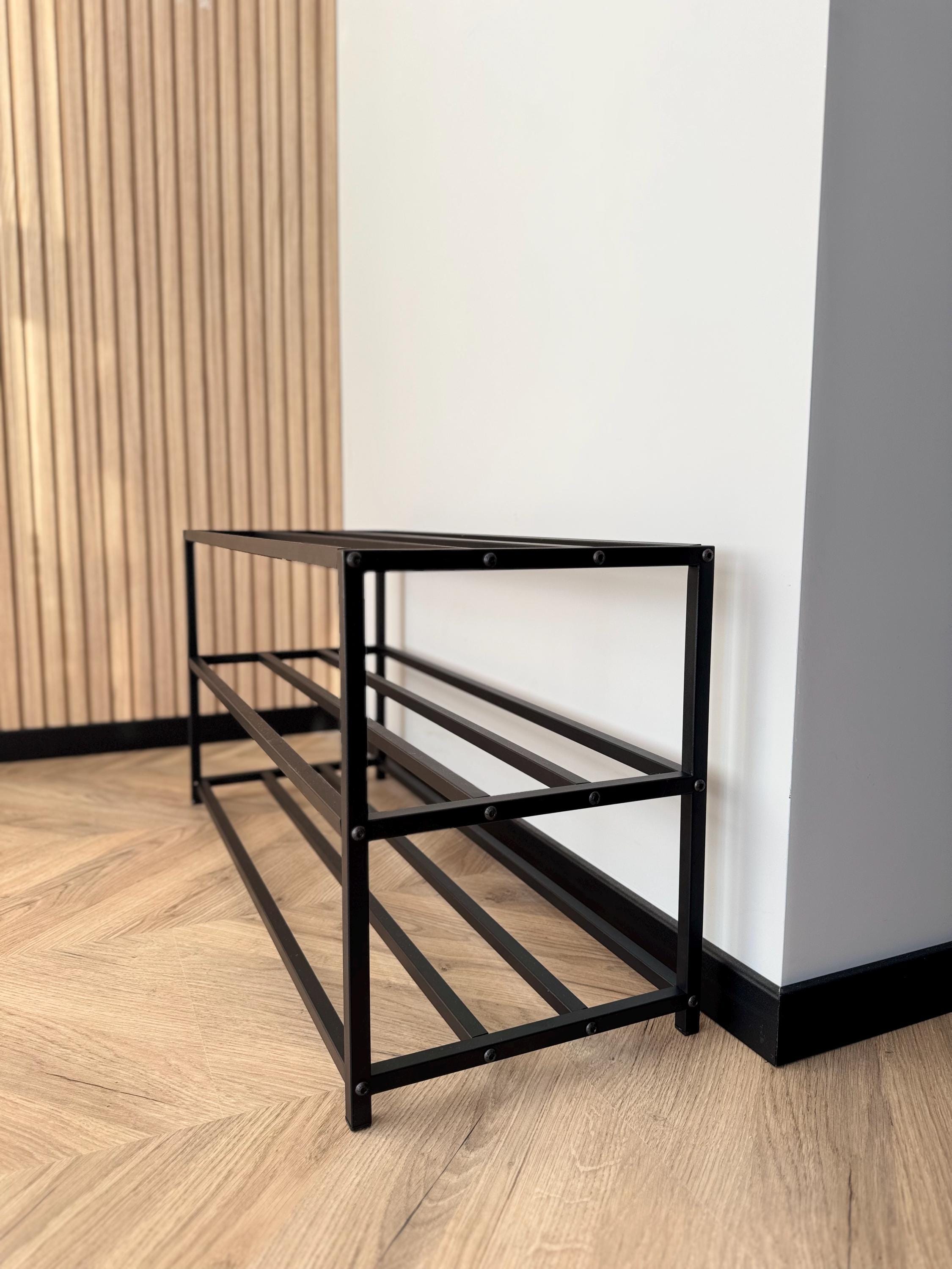 Modern Black Metal Shoe Rack, Entryway Organizer for Shoes and ...