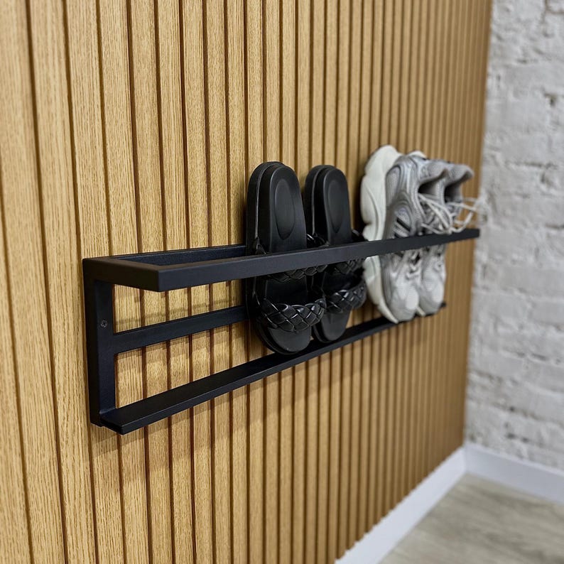 Wall Mounted Metal Shoe Rack Unique Open Floating Shoe Shelves ...