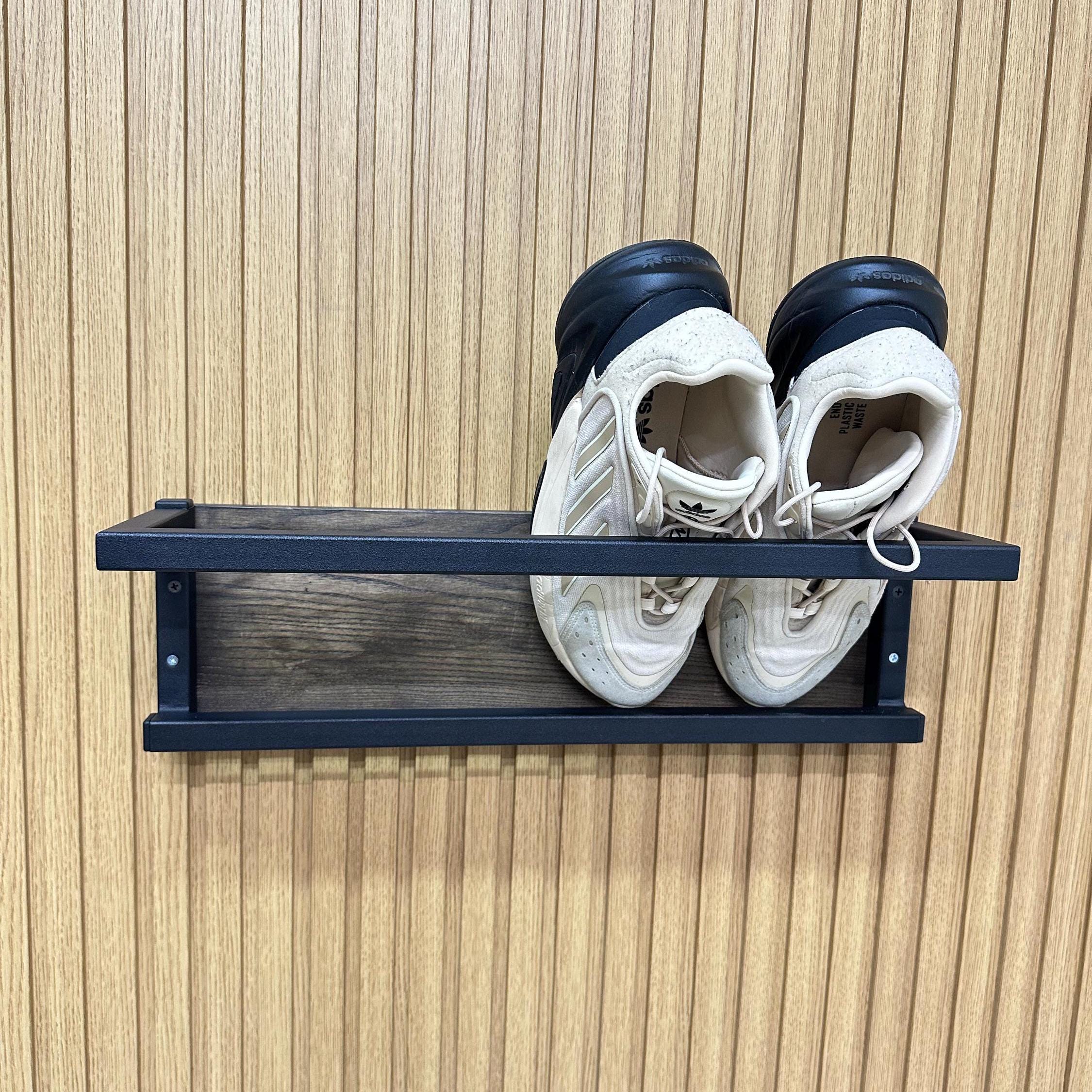 Wall Mount Shoe Rack, Metal Wood Shoe Shelf, Industrial Entryway Shoe ...