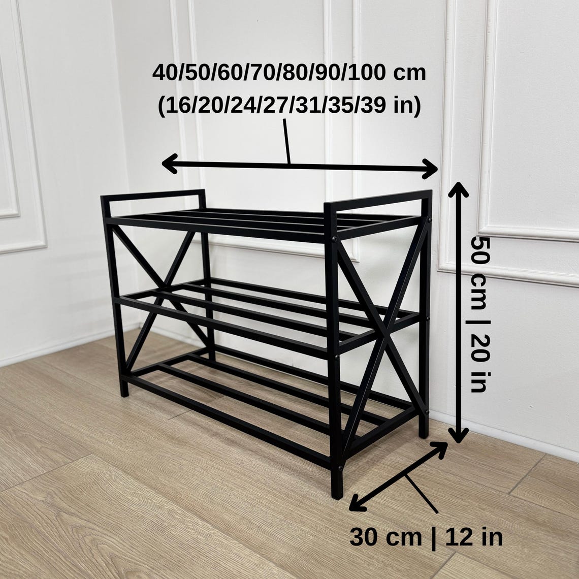 3 Tier Metal Shoe Rack, Scandinavian Style Shoe Rack, Hallway Durable ...