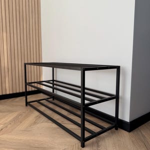 Modern Black Metal Shoe Rack, Entryway Organizer for Shoes and ...