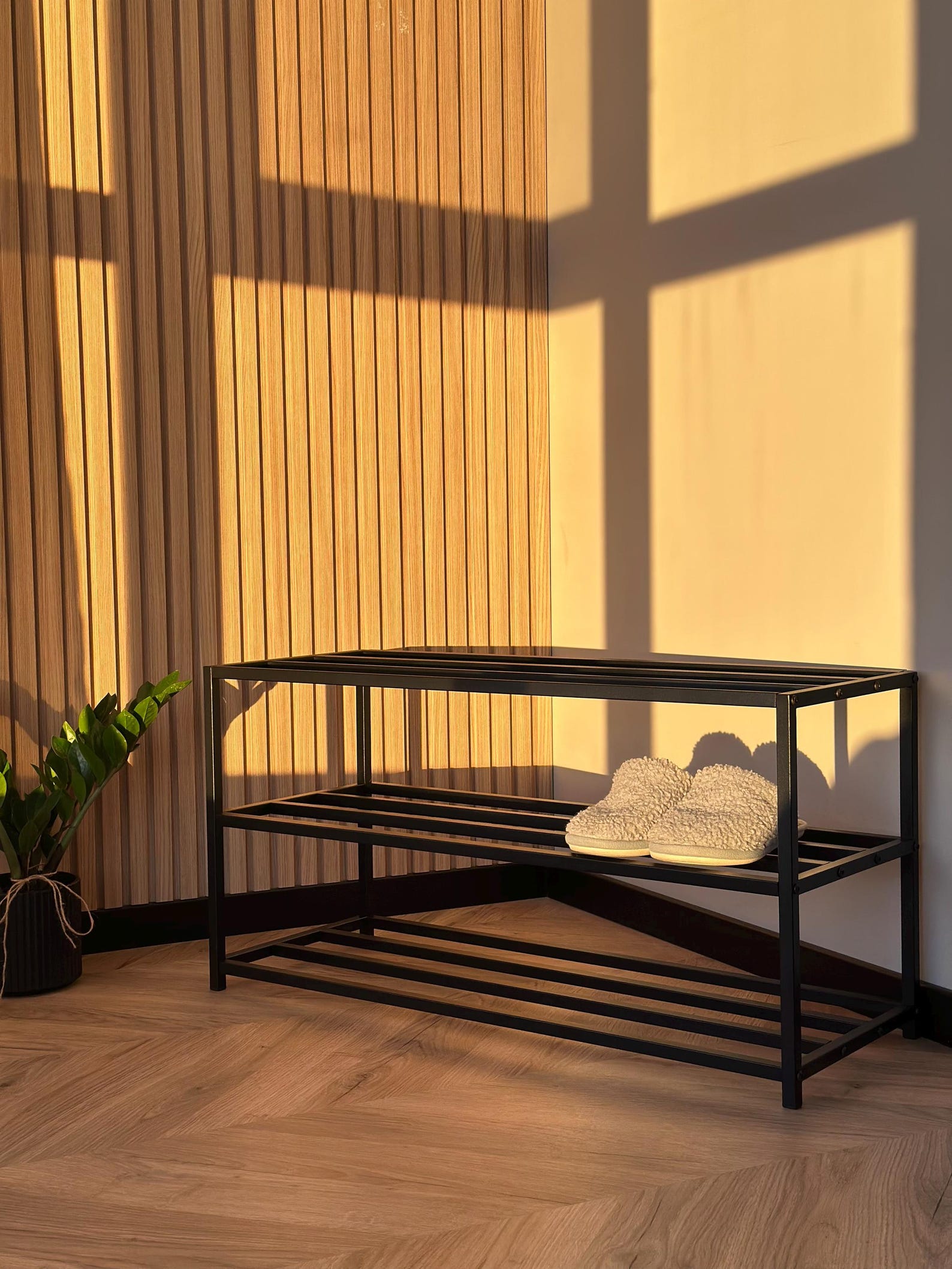 Modern Black Metal Shoe Rack, Entryway Organizer for Shoes and ...