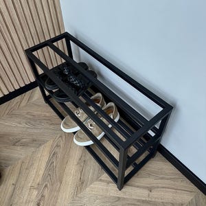Modern Black Metal Shoe Rack - Entryway Organizer for Shoes and ...