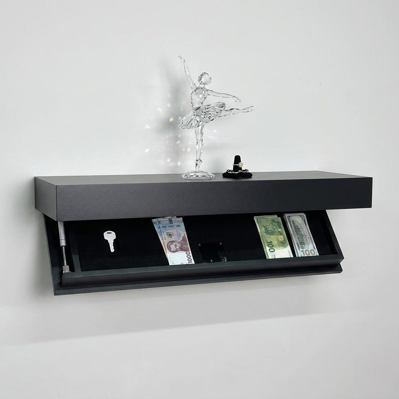 Hidden Wall Safe Shelf, Floating Shelf Safe, Secret Storage, RFID Lock ...