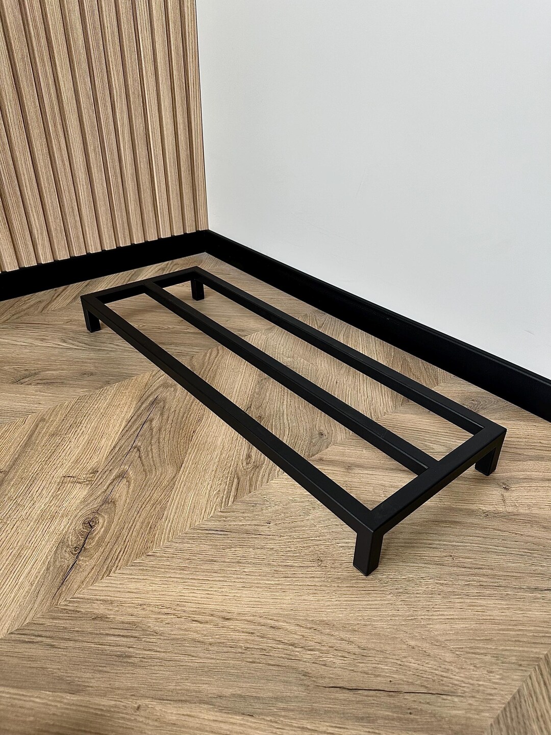 Minimalist Metal Shoe Rack - Modern Black Low-profile Organizer for ...