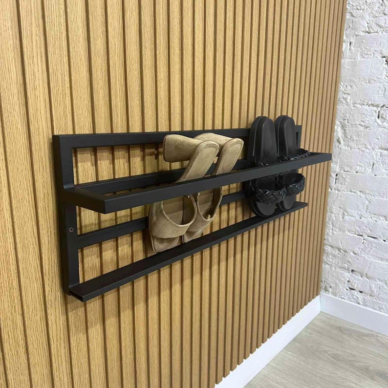 Outdoor Shoe Rack, Wall Mounted Compact Metal Shoe Rack, Unique Open ...