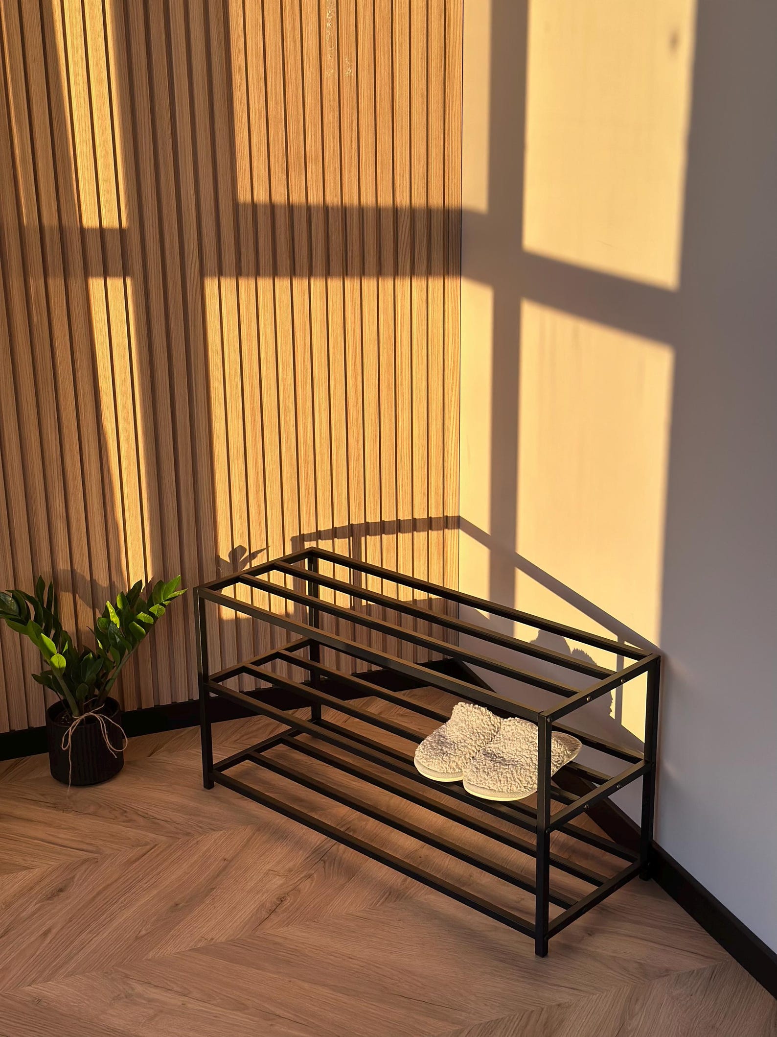 Modern Black Metal Shoe Rack, Entryway Organizer for Shoes and ...