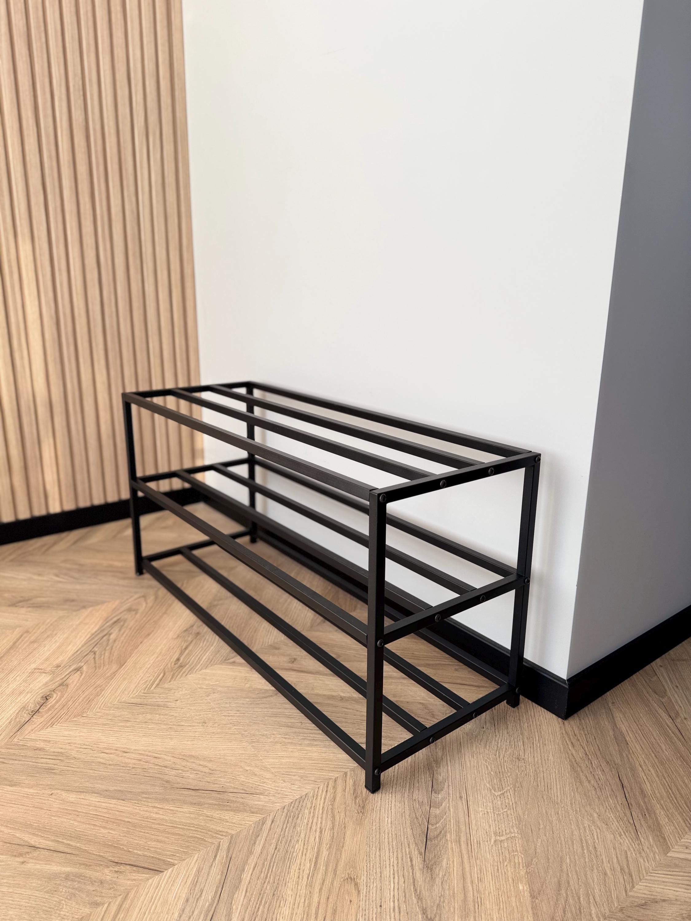 Modern Black Metal Shoe Rack, Entryway Organizer for Shoes and ...